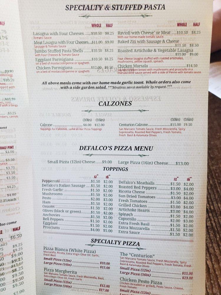 Menu at DeFalco's Italian Deli & Grocery restaurant, Scottsdale, N ...