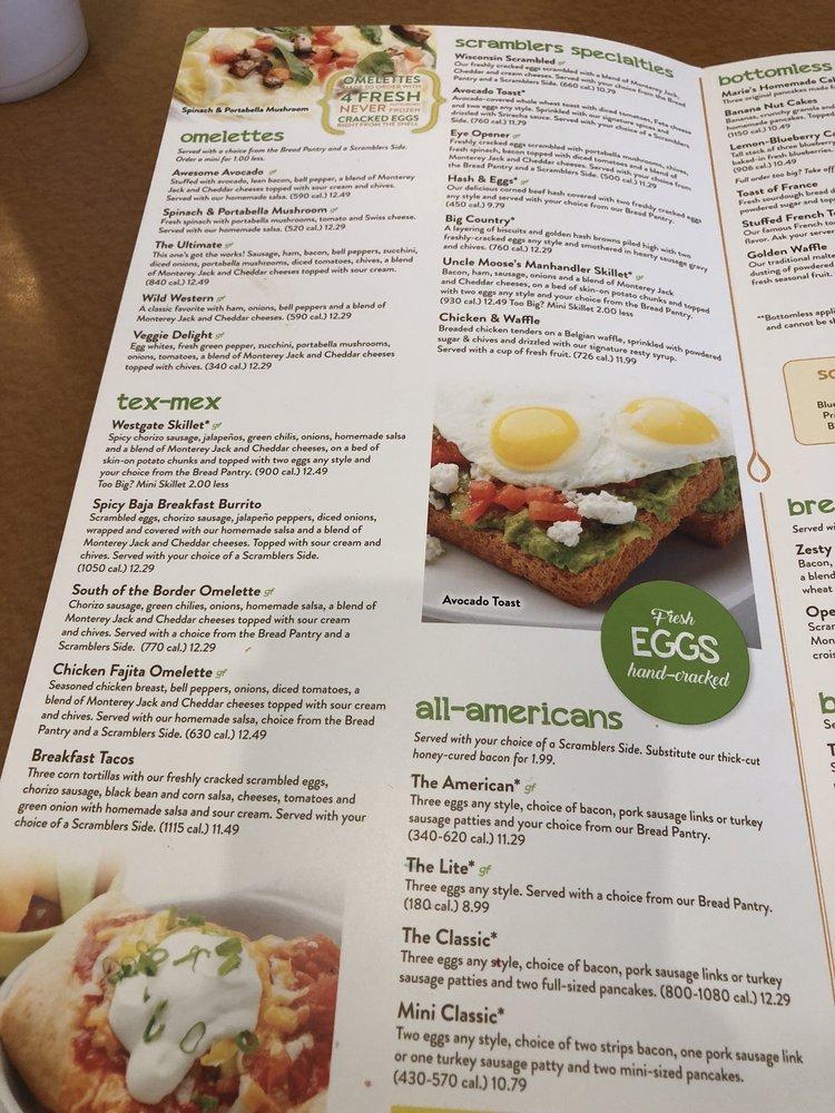 Menu at Scramblers restaurant, North Olmsted