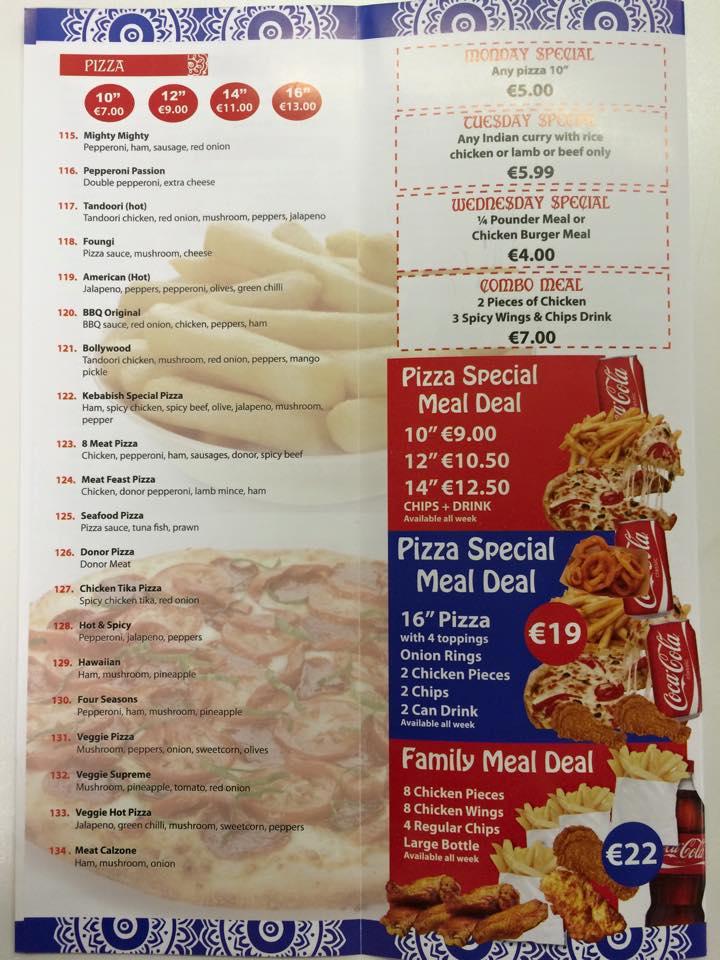 Carta del restaurante Dungarvan Kebabish, Dungarvan