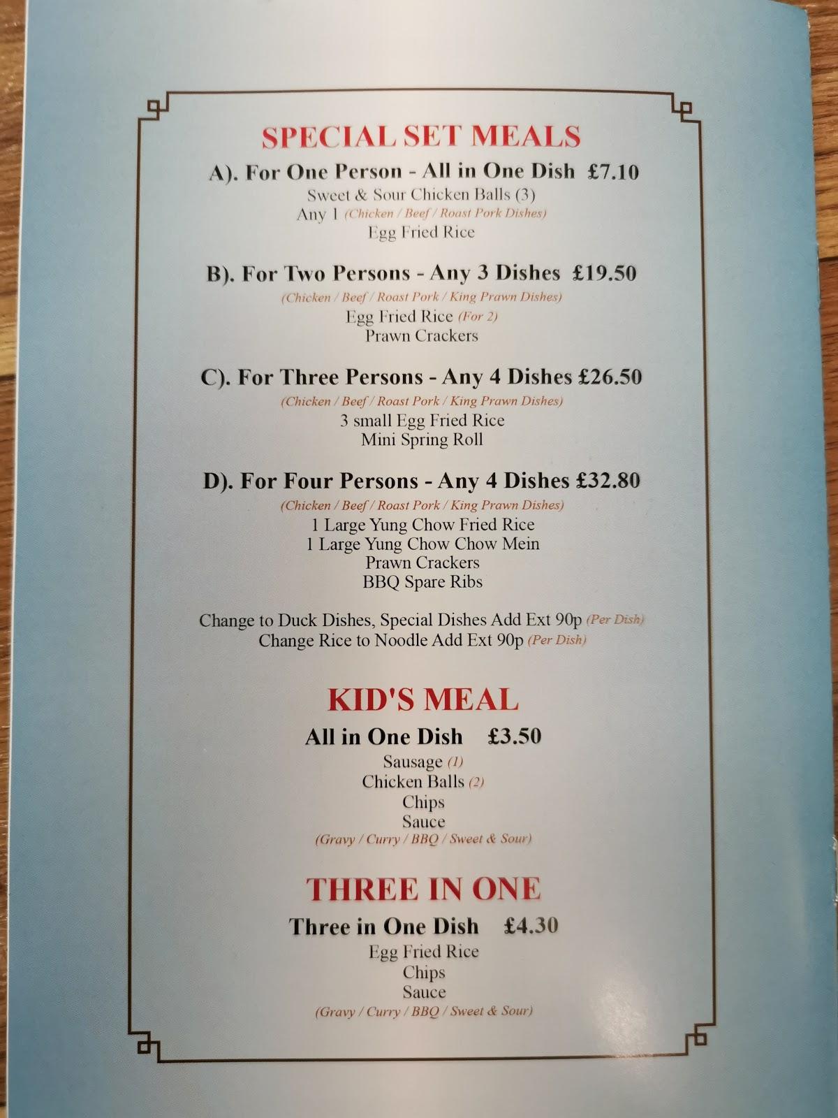 Menu at Hong Kong Delights restaurant, Doncaster