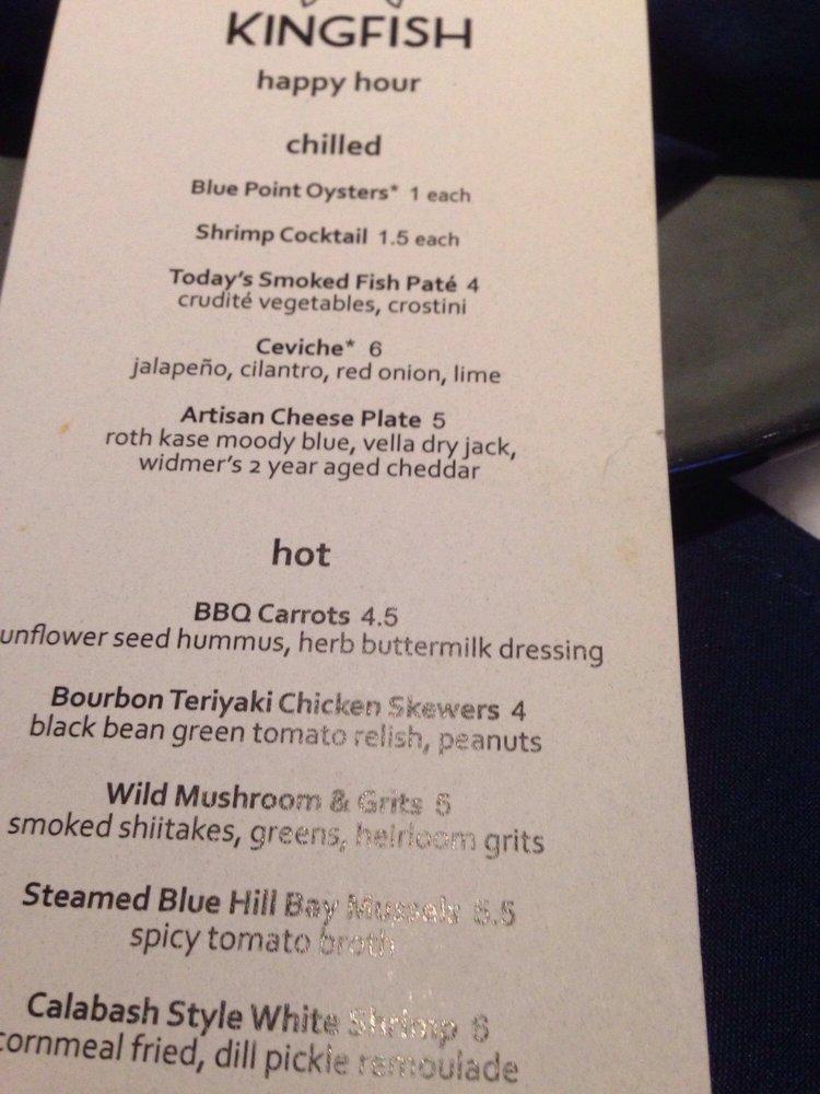 Menu at Kingfish restaurant, Montrose-Ghent