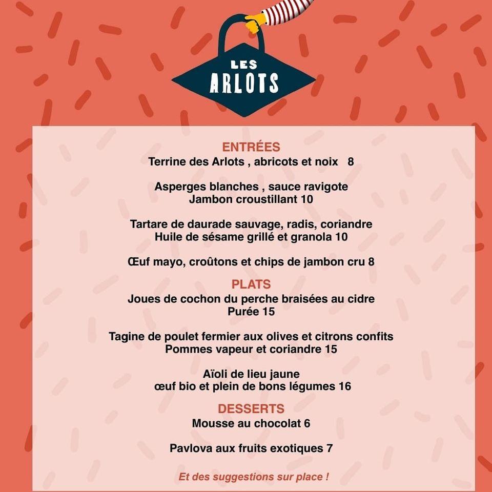 Menu au Les Arlots restaurant, Paris, 136 Rue du Faubourg Poissonnière