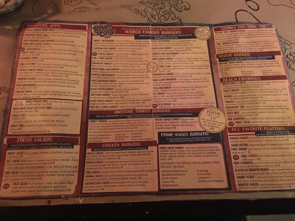 Menu at River City Cafe, Myrtle Beach, 208 73rd Ave N