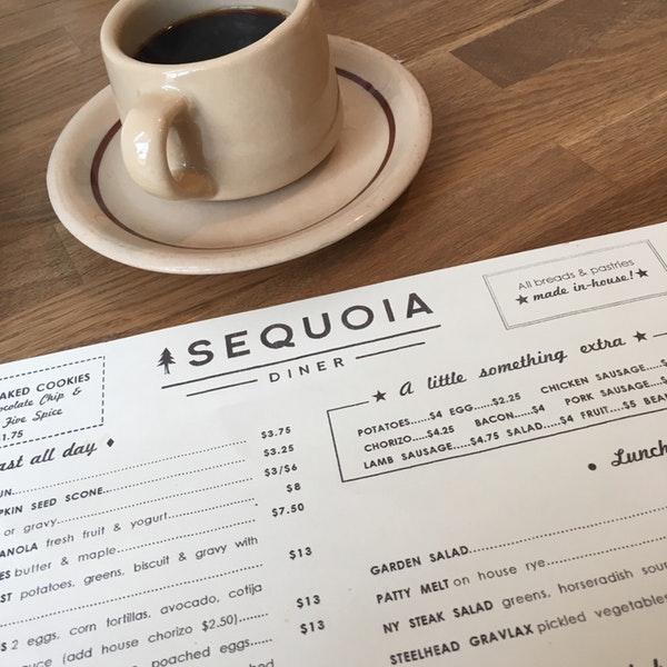 Menu at Sequoia Diner cafe, Oakland