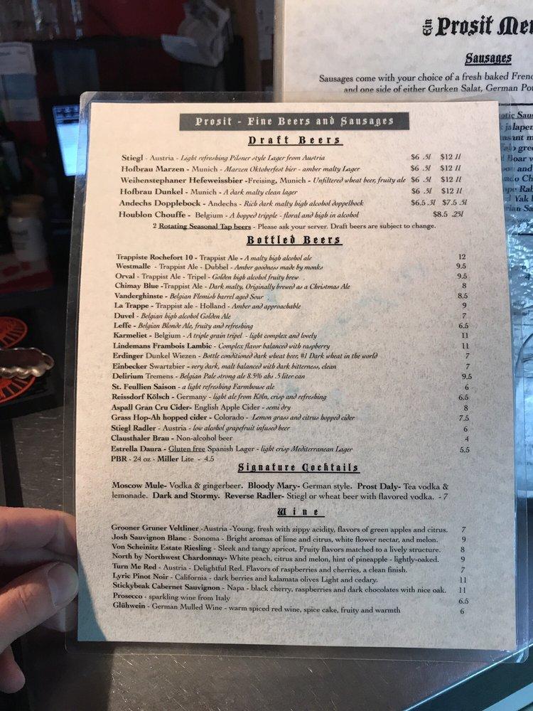 Menu at Ein Prosit pub & bar, Frisco