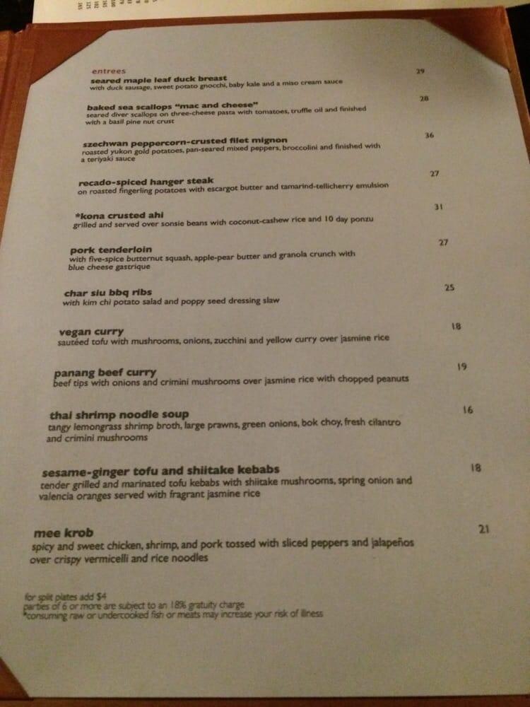 Menu at Ginger pub & bar, Anchorage