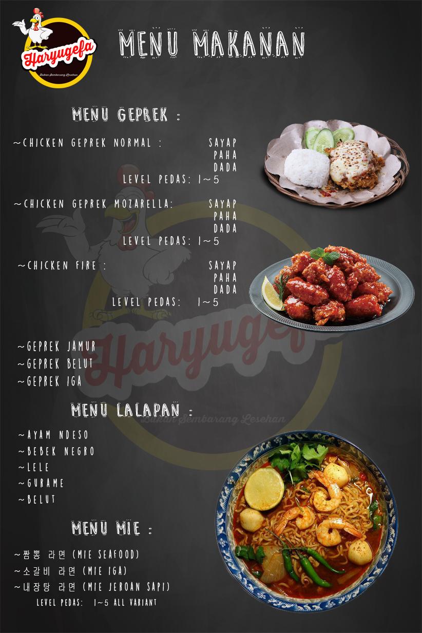 Menu at Haryugefa => warung pojok restaurant, Sumberpucung