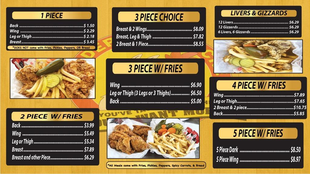 Menu at Henderson Chicken restaurant, Carrollton, W Frankford Rd #111