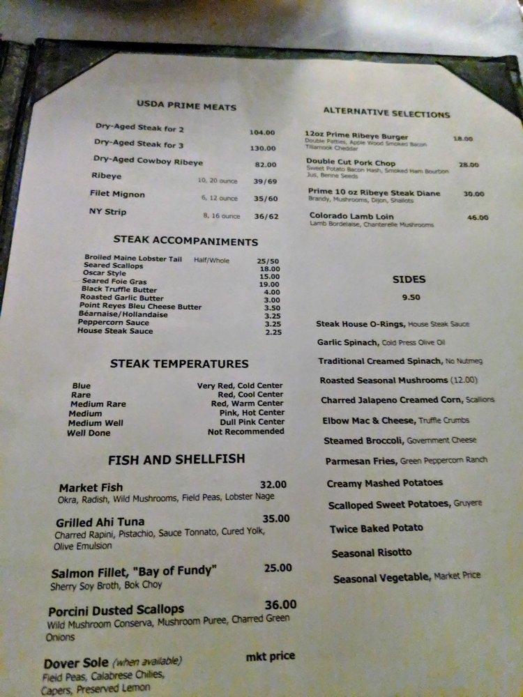 Menu at Kevin Rathbun Steak steakhouse, Atlanta, 154 Krog St NE STE 200