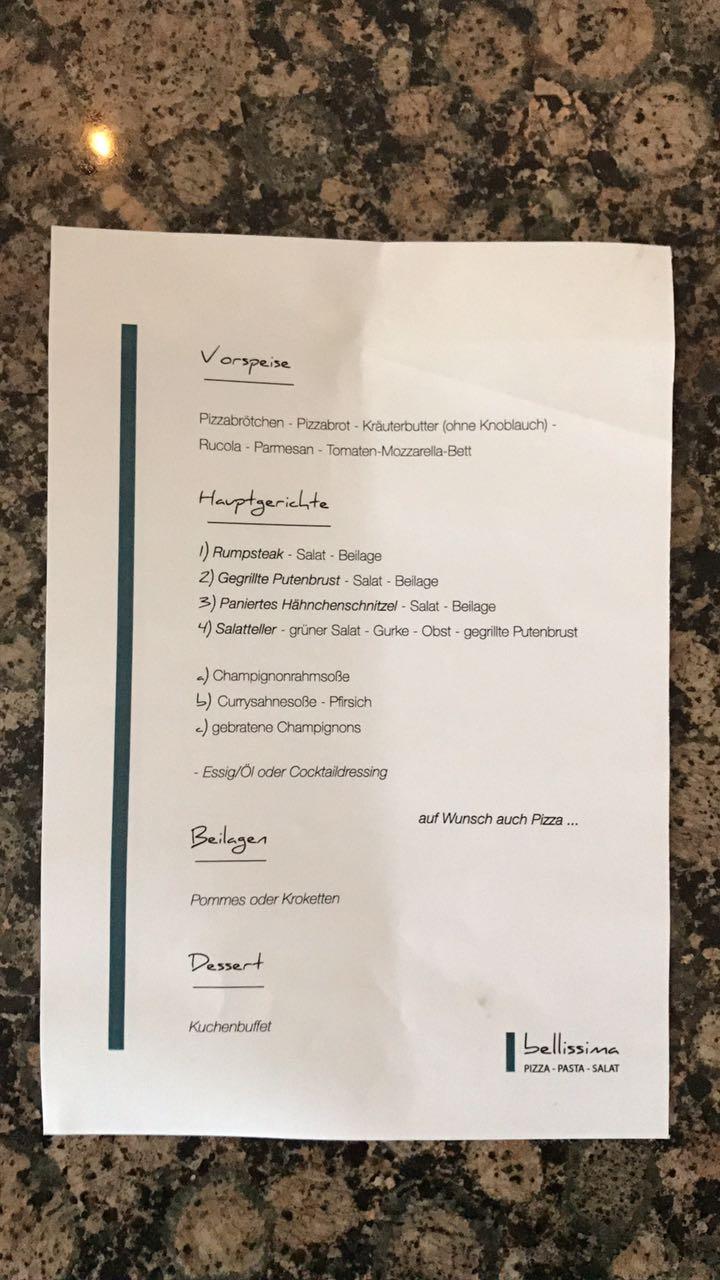 Menu at La Pelato pizzeria, Kevelaer