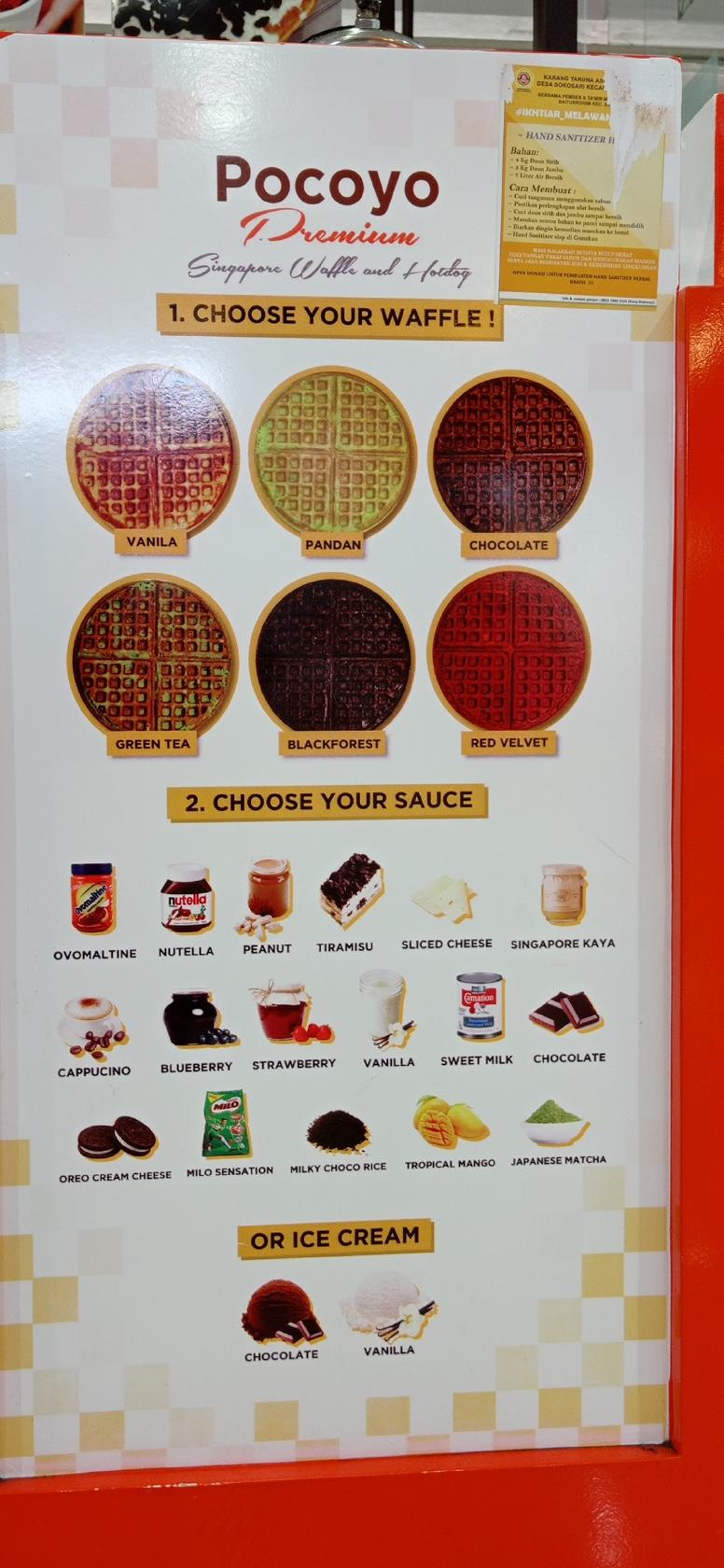 Menu at Pocoyo Waffle Singapore cafe, Tulungagung