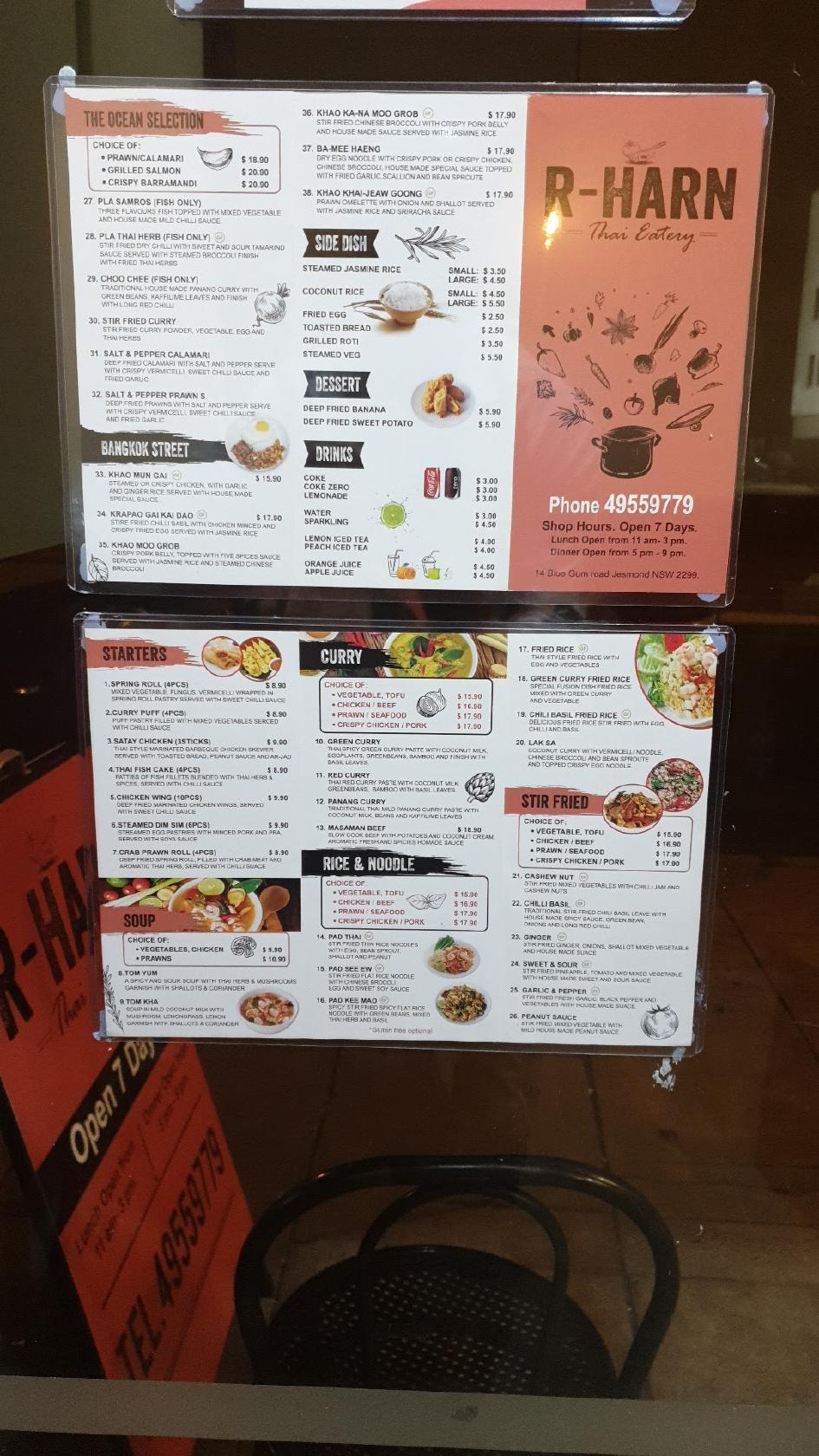 Menu at R-Harn Thai Eatery restaurant, Jesmond