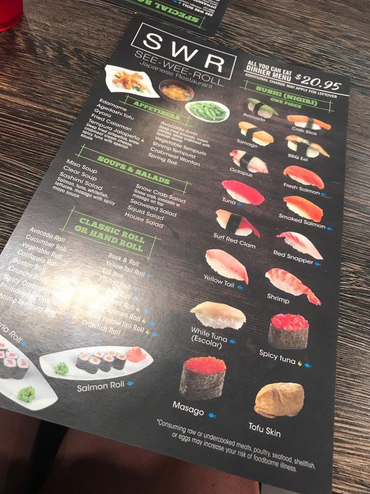 Menu at See-Wee-Roll Japanese Restaurant, Mobile