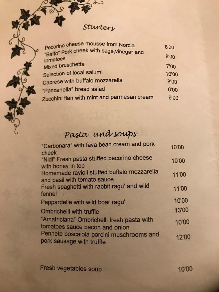Menu da Trattoria del Moro Aronne ristorante, Orvieto