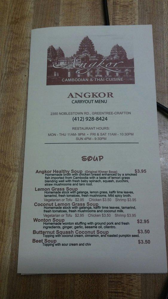 Menu at Angkor - Cambodian Thai Cuisine restaurant, Pittsburgh