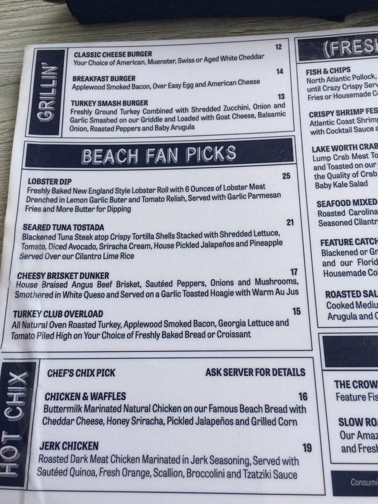 Menu at Benny's On The Beach - Pier pub & bar, Lake Worth