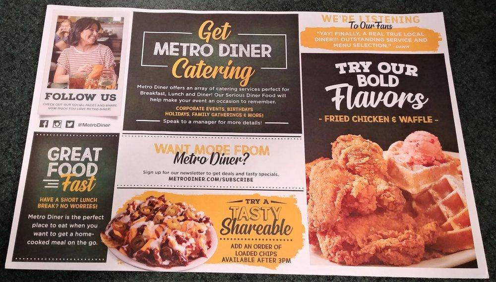 Menu at Metro Diner restaurant, Chesapeake