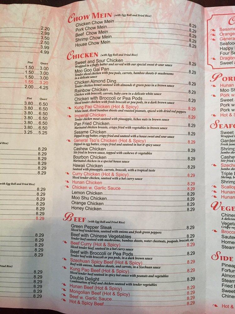 Menu at Orient Express restaurant, Georgetown