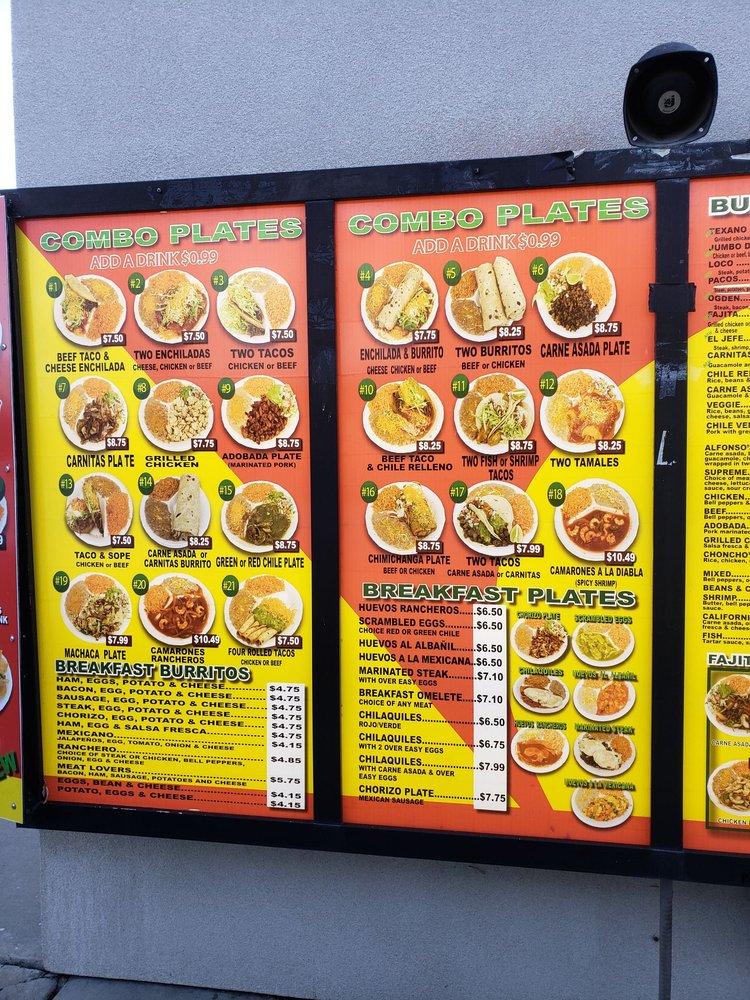 Menu at Paco's Tacos of Ogden restaurant, Marriott-Slaterville