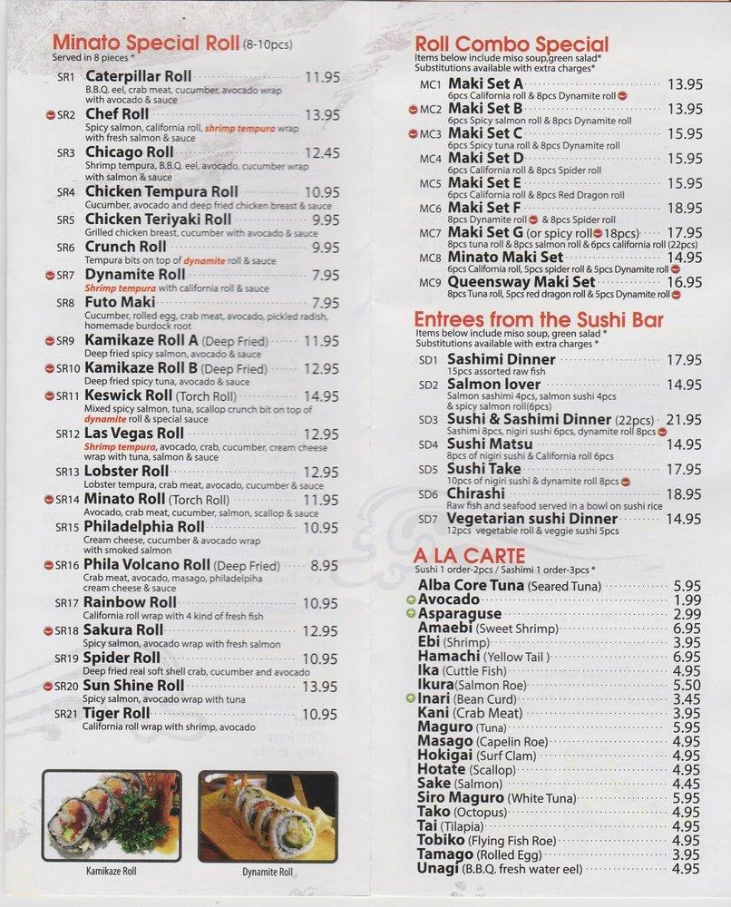 Menu at Sushi Minato restaurant, Georgina