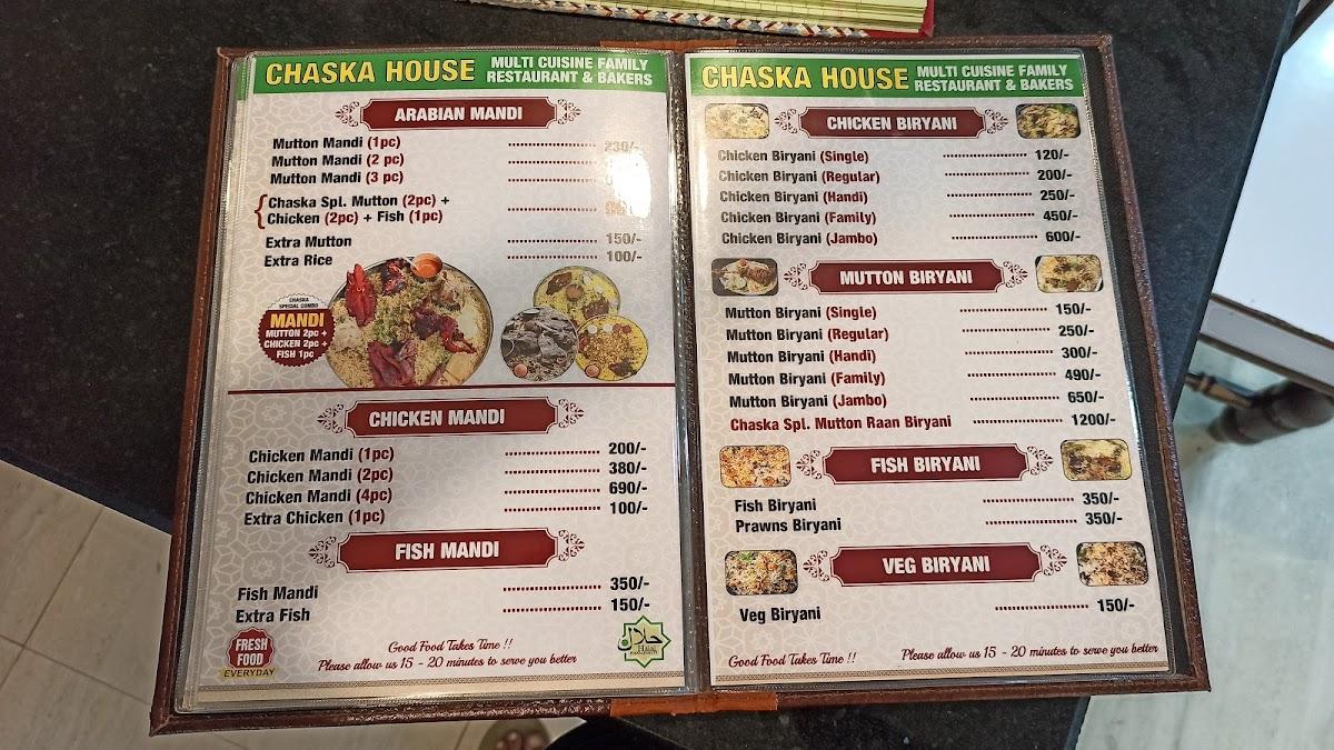 Menu at CHASKA HOUSE RESTAURANT, Hyderabad