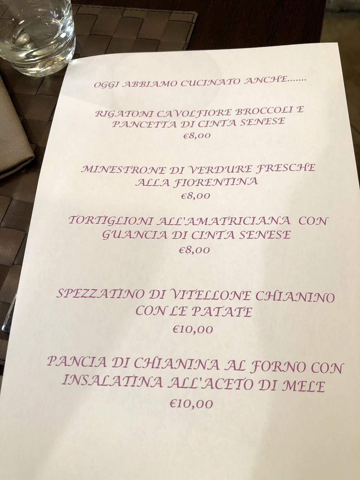 Menu da Osteria Mangiando Mangiando ristorante, Firenze