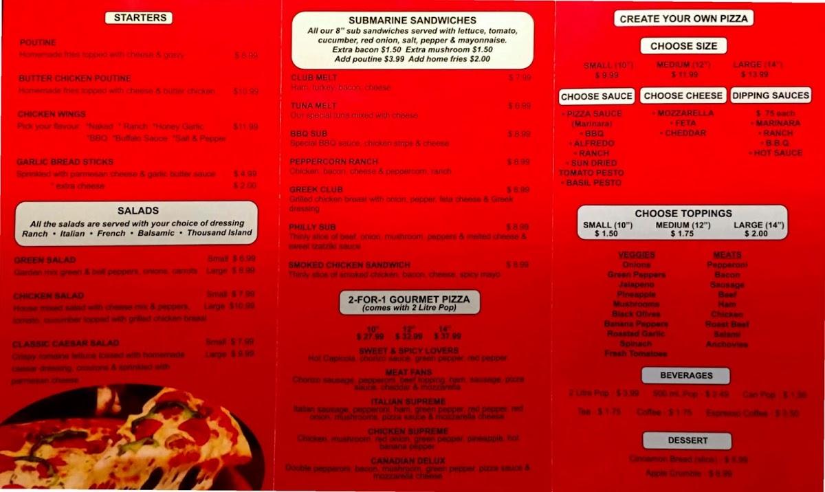 Menu at Papa Don's restaurant, Pouce Coupe