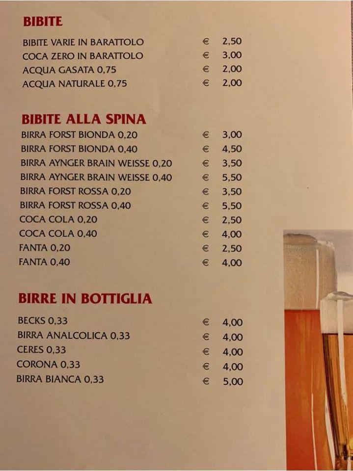 Menu da Pizzeria al Caminetto, Cartura, Via Padova