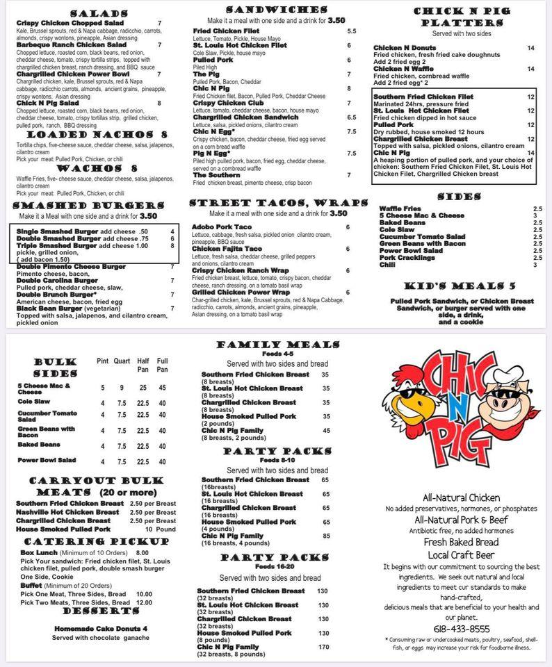Menu at CHIC N PIG BBQ, Godfrey