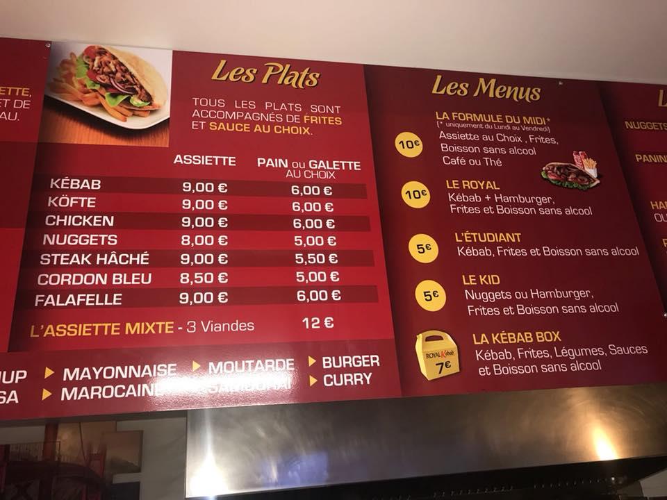 Menu at Royal kébab Lesneven restaurant, Lesneven
