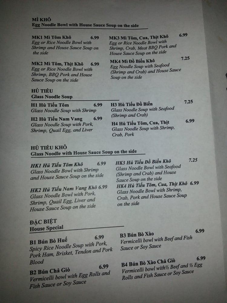 Menu at Pho Hieu restaurant, Yukon, S Mustang Rd