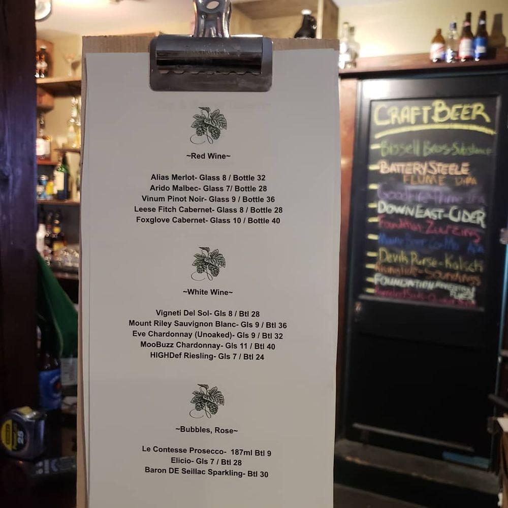 Carta de Tap & Barrel Tavern, Bar Harbor
