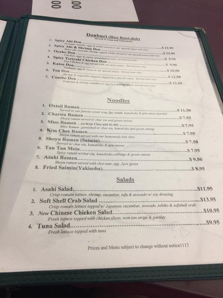 Menu at Asahi Grill Ward restaurant, Honolulu, 515 Ward Ave