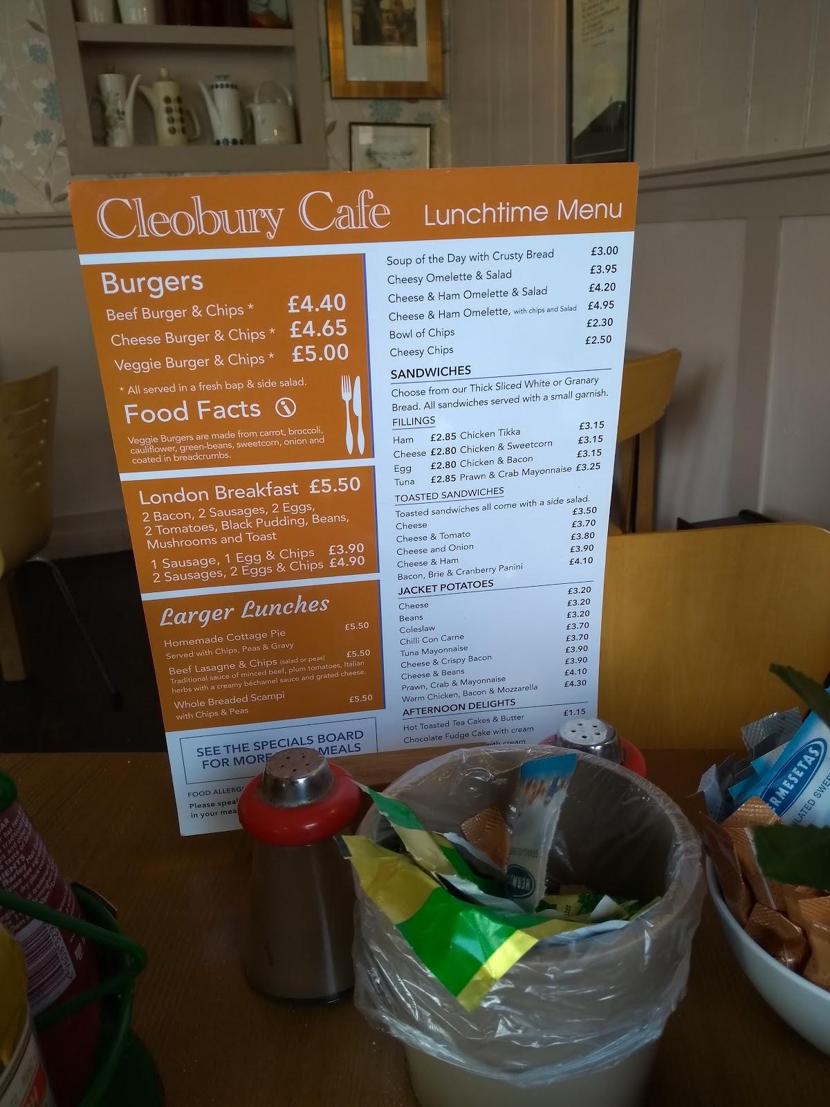 Menu at Cleobury Cafe, Cleobury Mortimer
