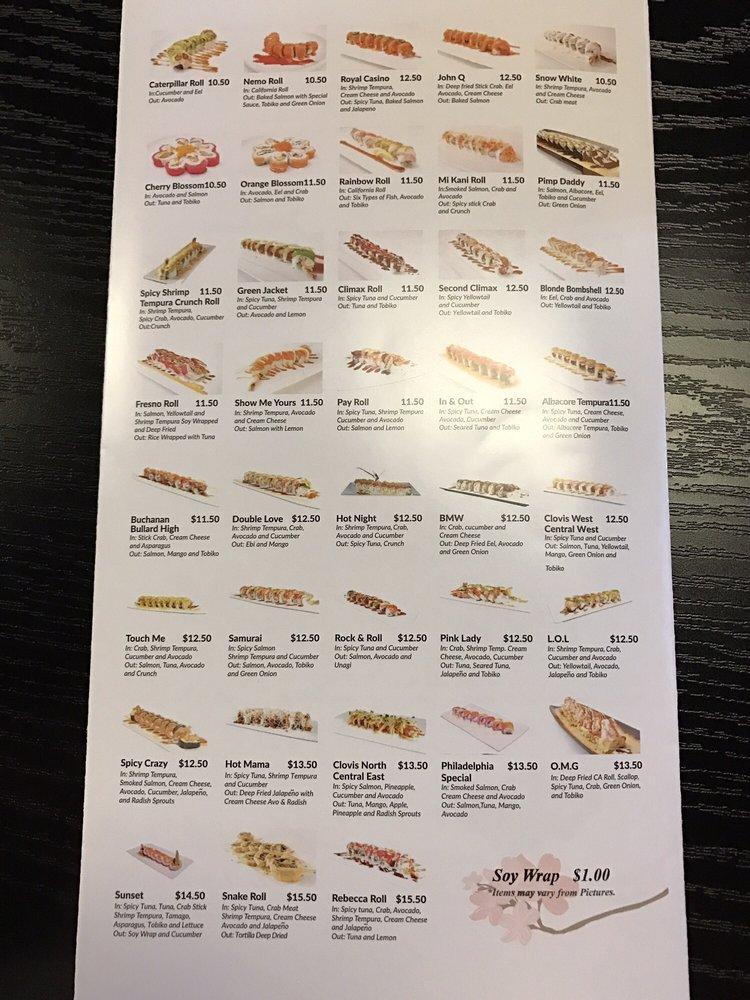 Menu at HAHA Sushi restaurant, Fresno