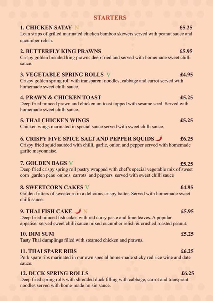 Menu at Imjai restaurant, Halstead
