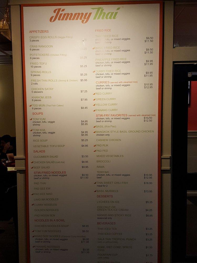 Menu at Jimmy Thai/Ramen Time restaurant, Deerfield