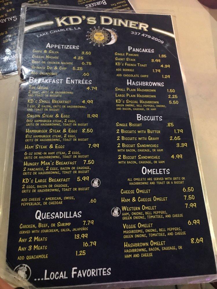 Menu at KD's Diner restaurant, Lake Charles