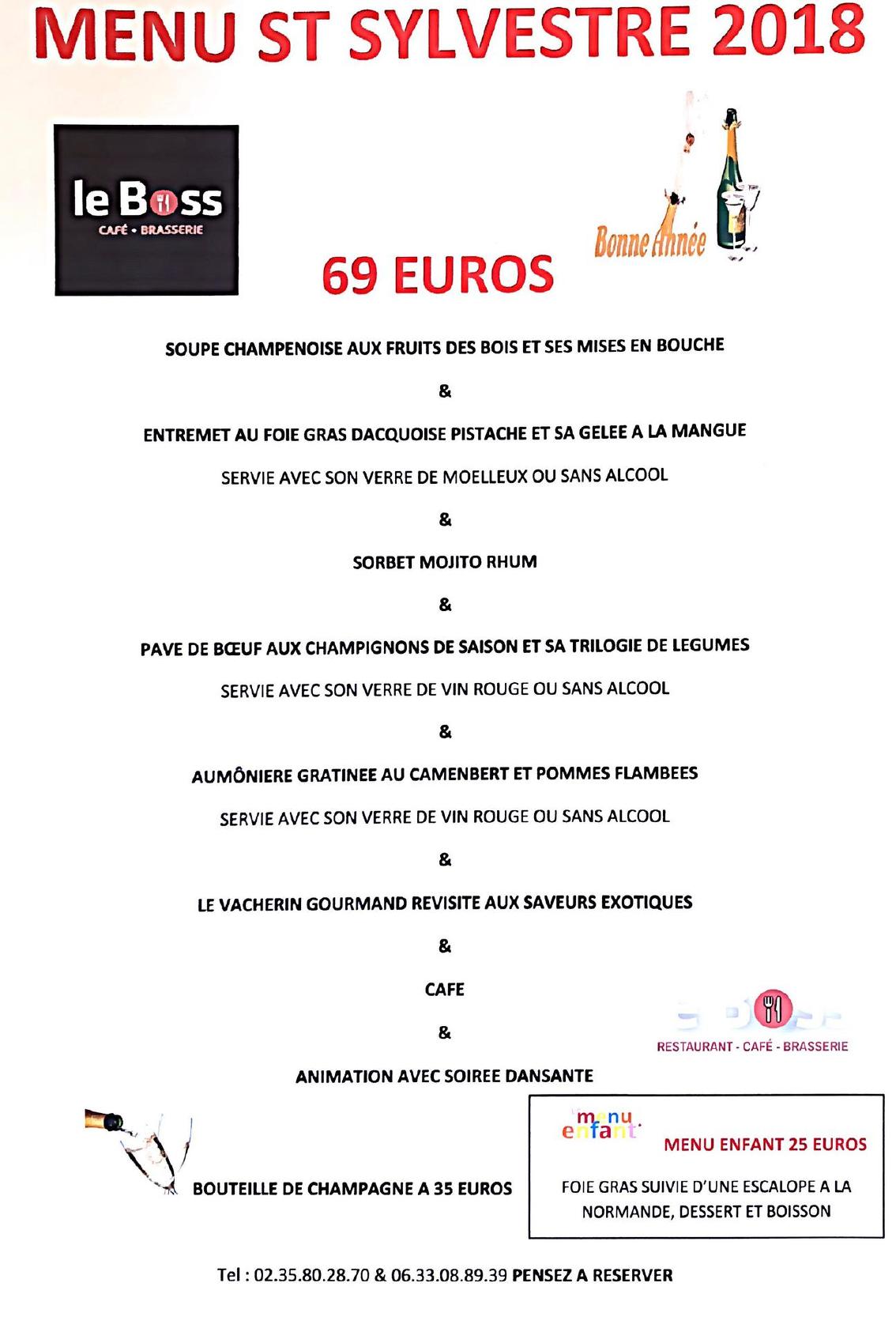 Menu at Le Boss pub & bar, Boos