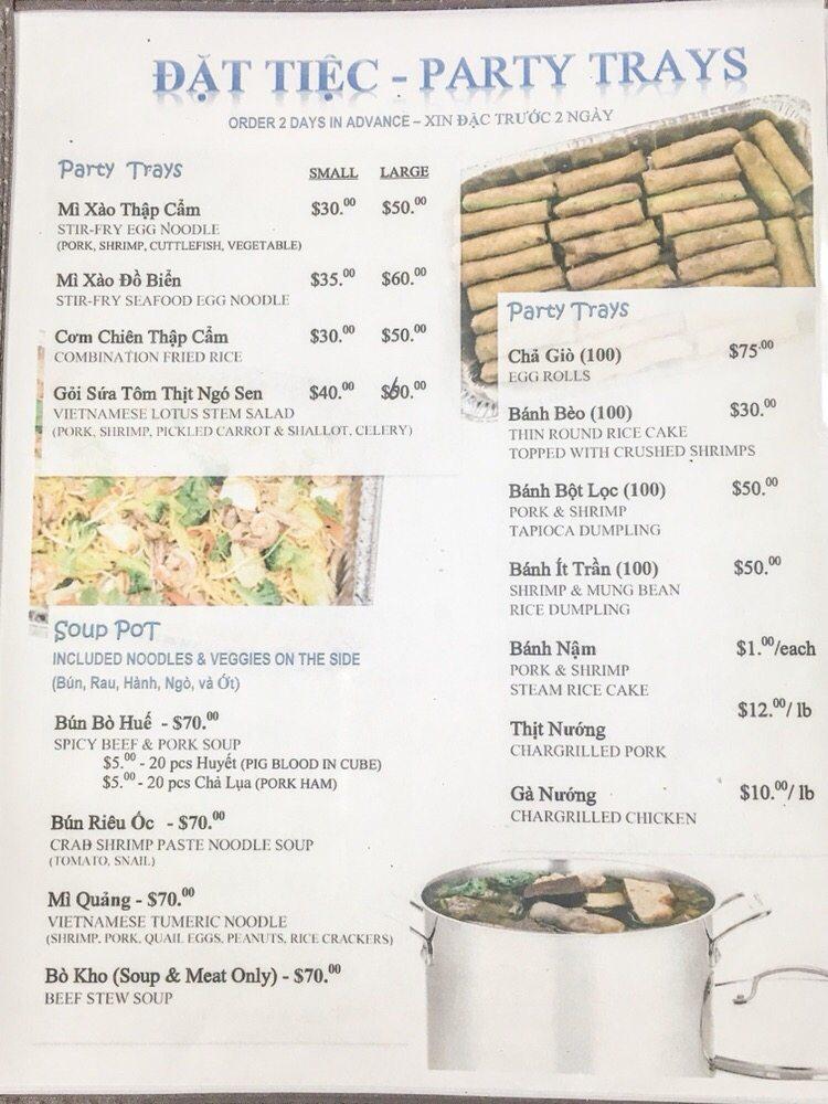 Menu at Phở Lúc Lắc restaurant, Houston
