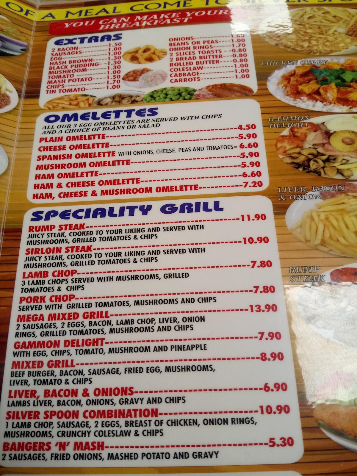 Menu at Silverspoon Cafe, King's Lynn