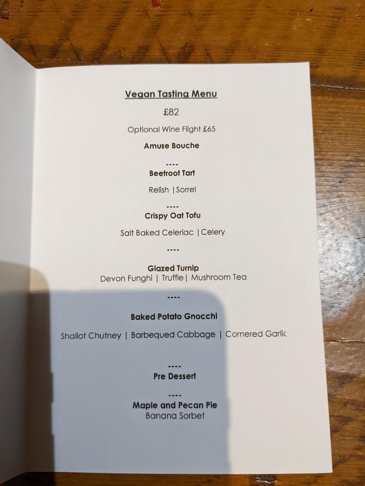 Carta del restaurante The Angel, Dartmouth