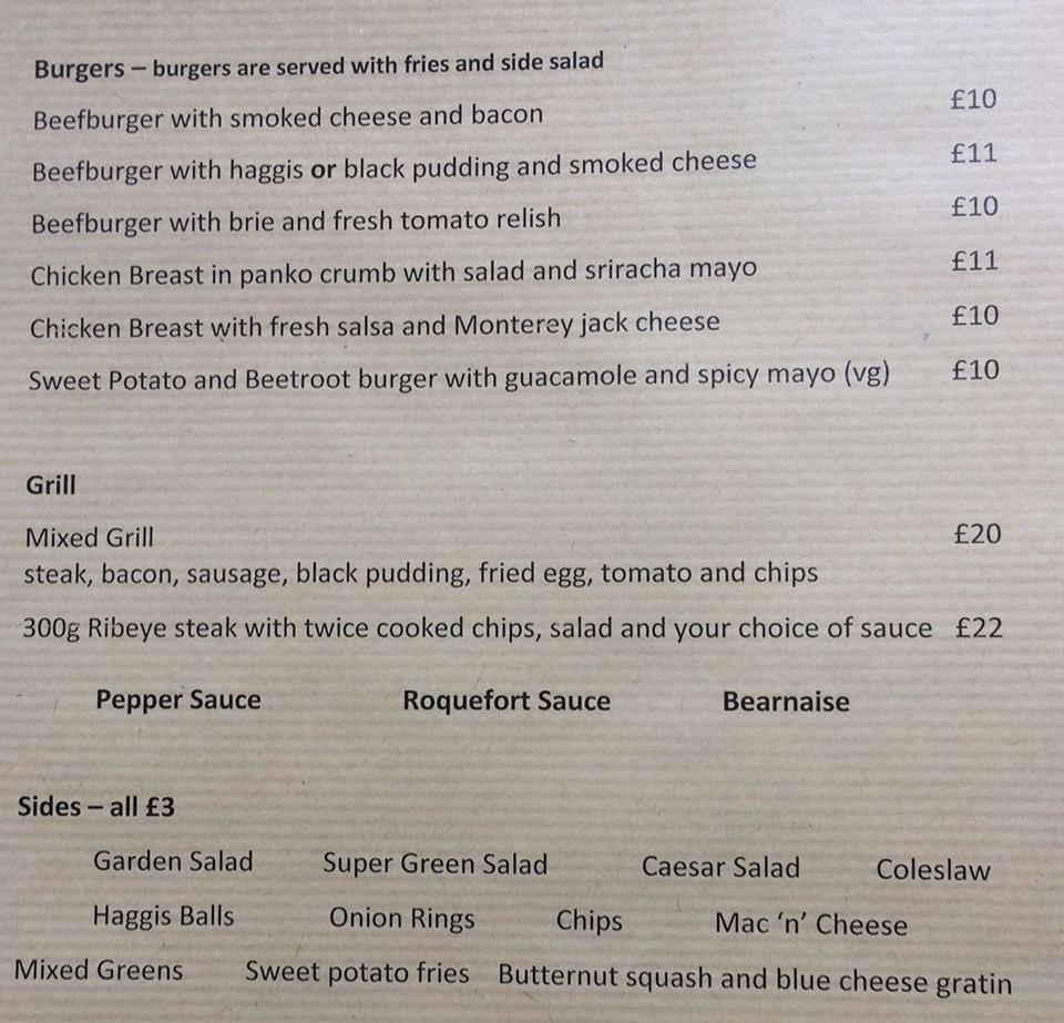 Menu at The Urban Fox pub & bar, Edinburgh