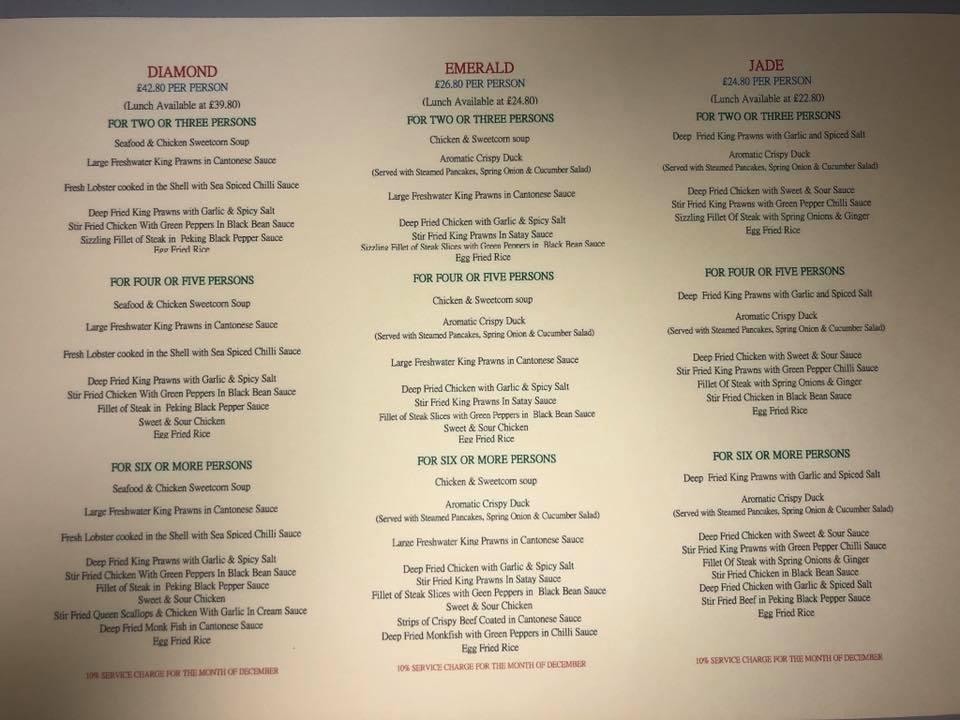 Menu at King Neptune restaurant, Newcastle upon Tyne, Parkside