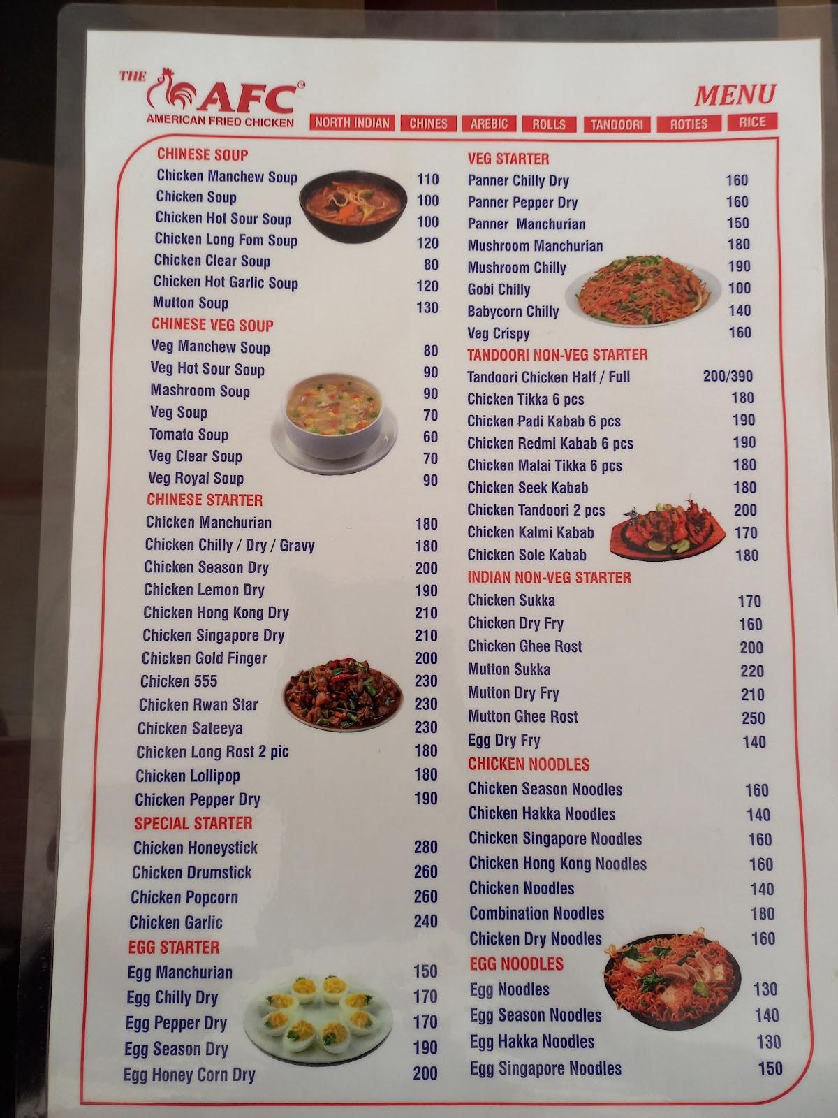 Menu at The AFC Dharwad ದಿ ಎ ಎಫ್ ಸಿ ಧಾರವಾಡ, Dharwad