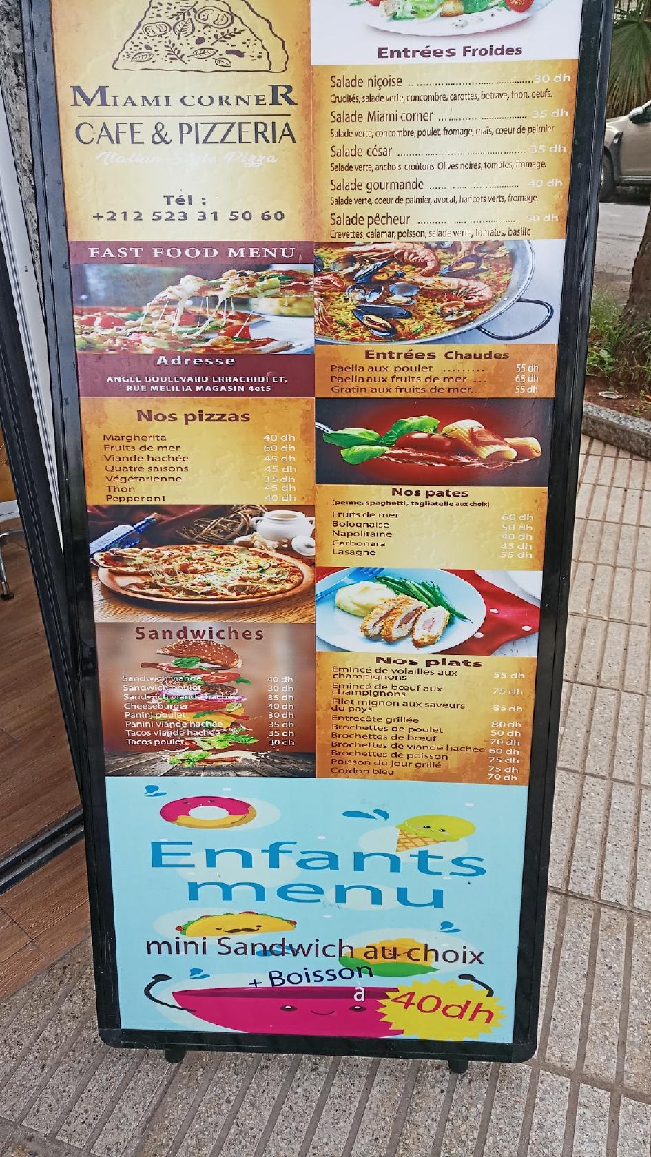 Menu at Café Miami cafe, Mohammedia