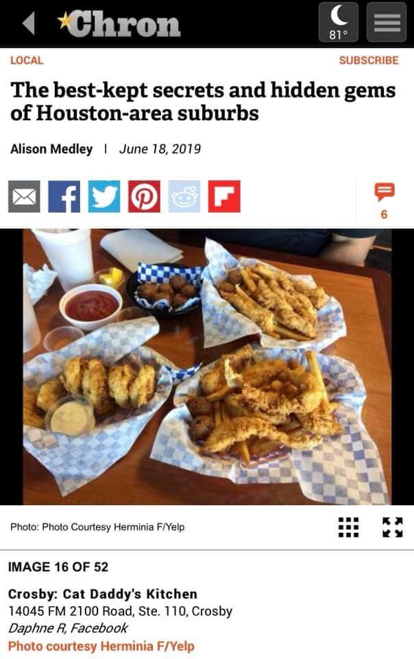 Menu at Cat Daddy's Kitchen restaurant, Crosby, FM 2100