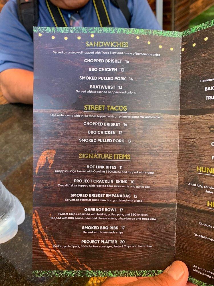 Menu at Project BBQ, Las Vegas