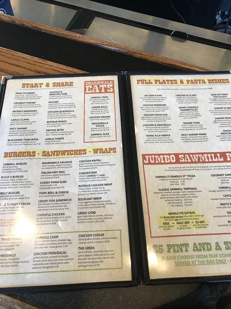 Menu at The Sawmill pub & bar, Seaside Park