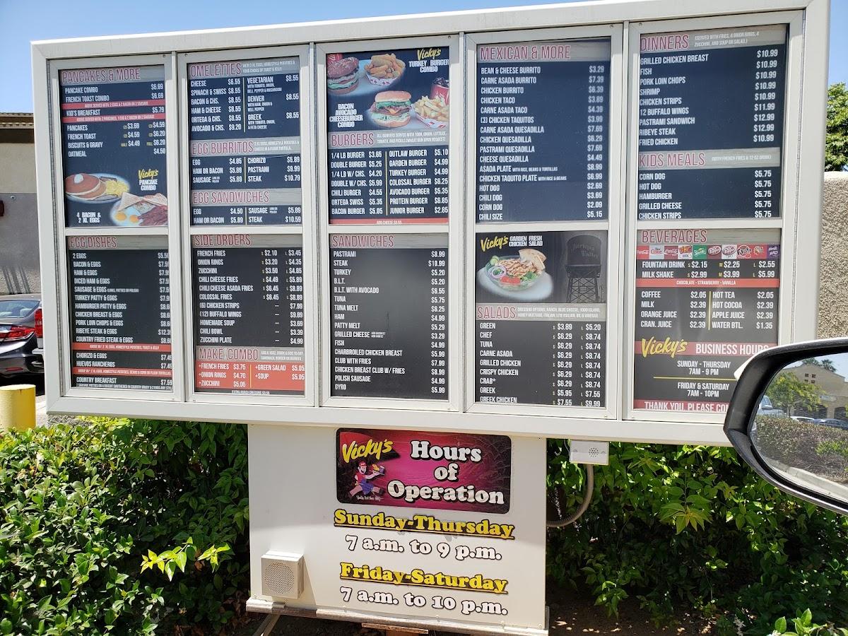 Menu at Vicky's Jurupa Valley restaurant, Riverside, Limonite Ave